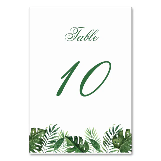 Tropical Palm Leaf Table Numbers | Zazzle