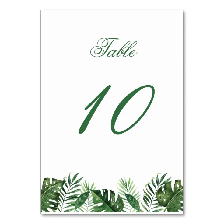 Tropical Palm Leaf Table Numbers | Zazzle