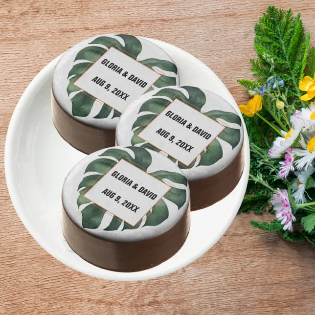 Tropical Palm Leaf Wedding Chocolate Covered Oreo | Zazzle
