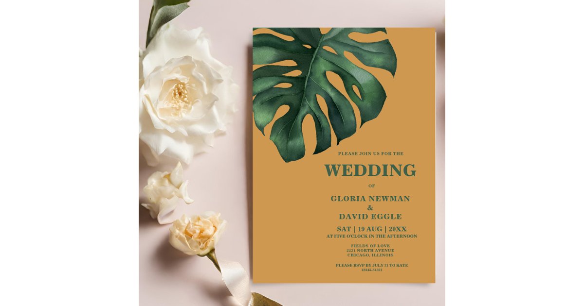 Tropical Palm Leaf Wedding Invitation | Zazzle