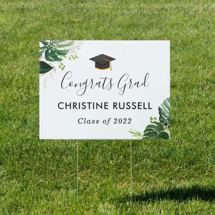 Tropical Palm Leaves Congrats Grad Graduation Sign | Zazzle