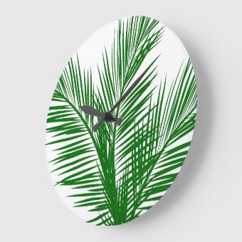 Tropical Palm Leaves Large Clock | Zazzle