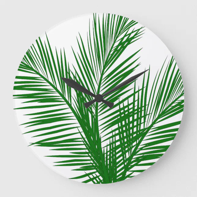 Tropical Palm Leaves Large Clock | Zazzle