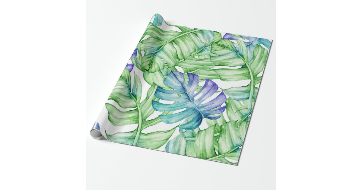 Tropical Palm Leaves Pattern Wrapping Paper | Zazzle