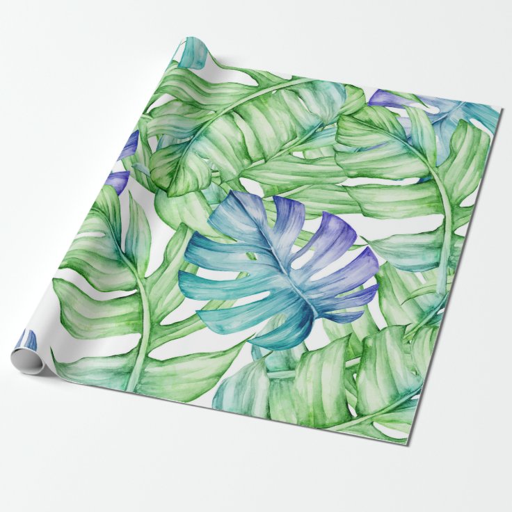 Tropical Palm Leaves Pattern Wrapping Paper | Zazzle