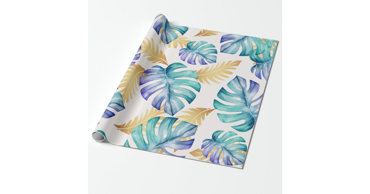Tropical Palm Leaves Pattern Wrapping Paper | Zazzle