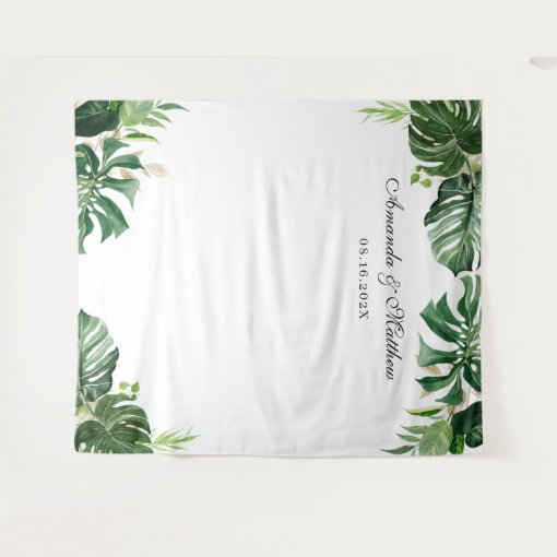 Tropical Palm Leaves Summer Wedding Backdrop | Zazzle