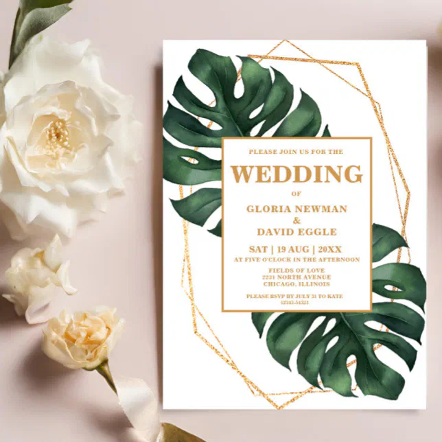 Tropical Palm Leaves Wedding Invitation | Zazzle