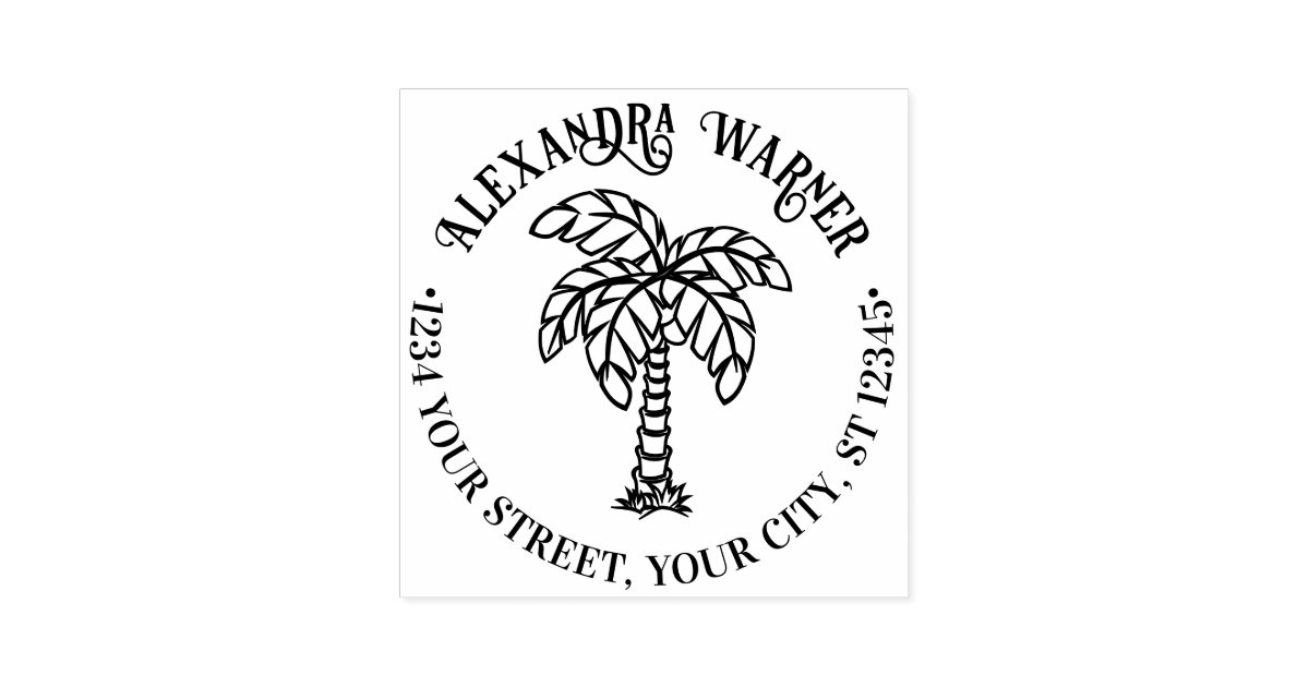 Tropical Palm Tree #3 Name Return Address Self-inking Stamp | Zazzle
