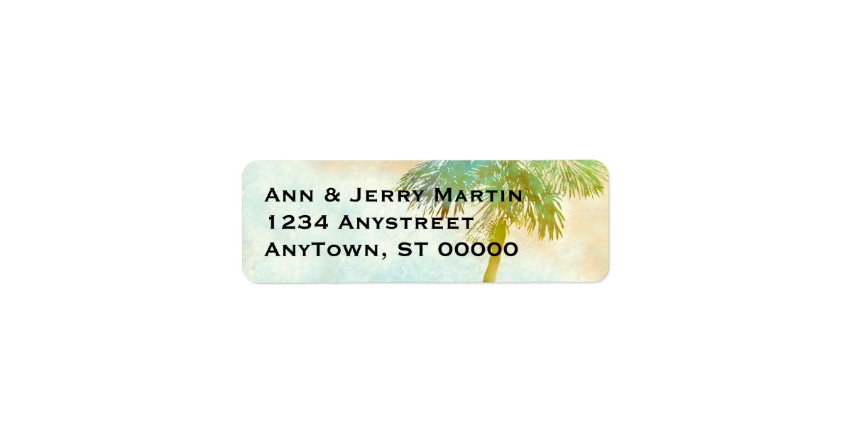 tropical palm tree art custom return address label | Zazzle