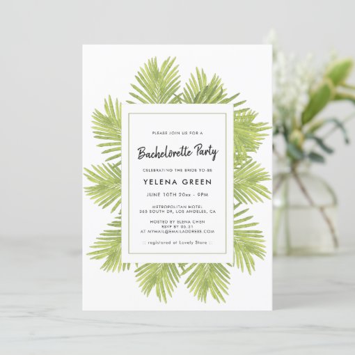 Tropical palm tree Bachelorette Party Invitation | Zazzle