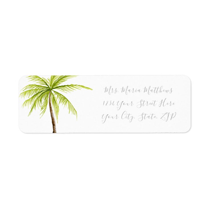 Tropical Palm Tree Beach Address Labels | Zazzle