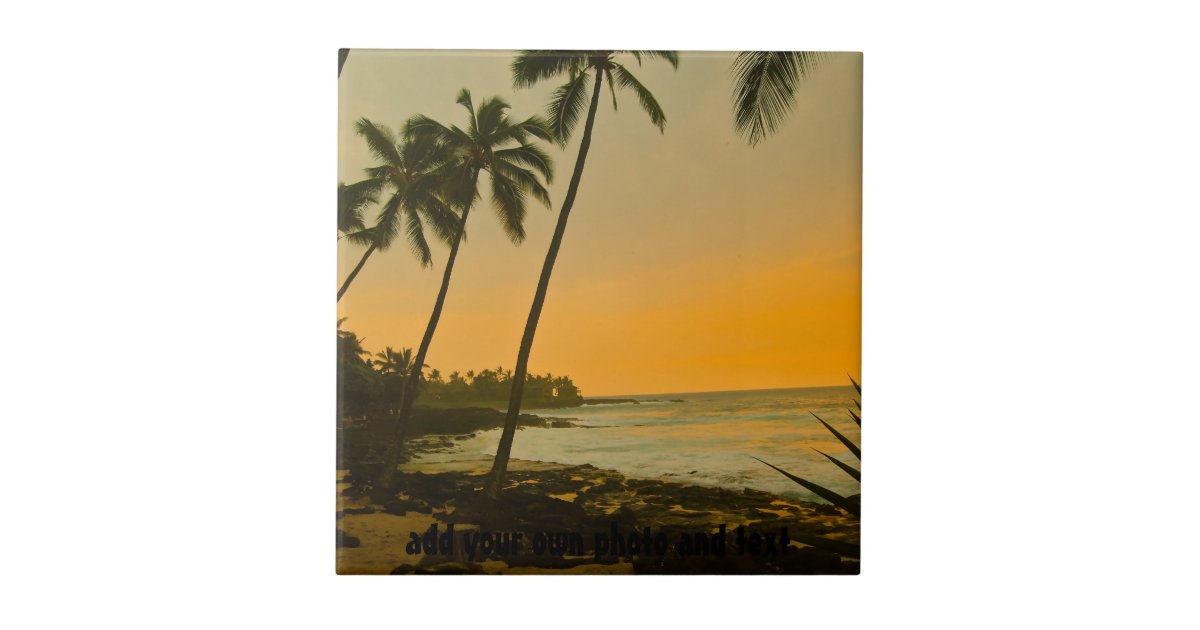 Tropical Palm Tree Beach Tile | Zazzle