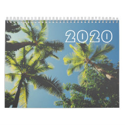 Tropical Palm Tree Blue Sky Retro Summer Vibe Calendar | Zazzle
