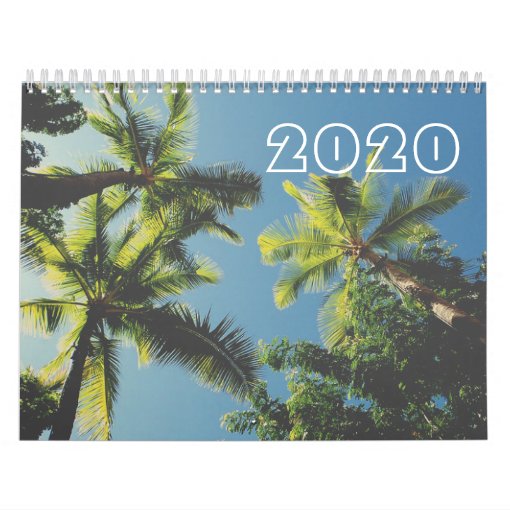 Tropical Palm Tree Blue Sky Retro Summer Vibe Calendar | Zazzle