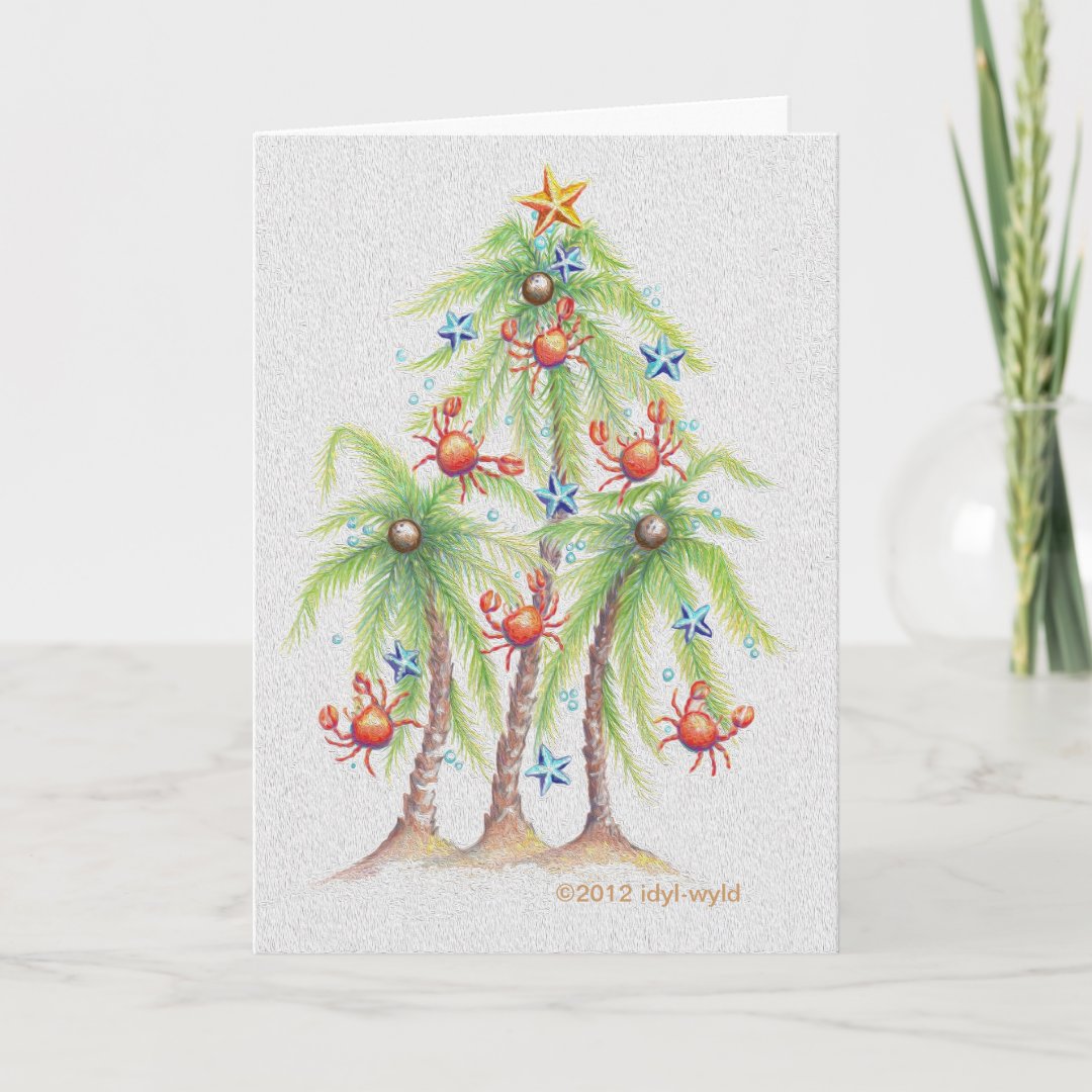 Tropical palm tree Christmas card | Zazzle