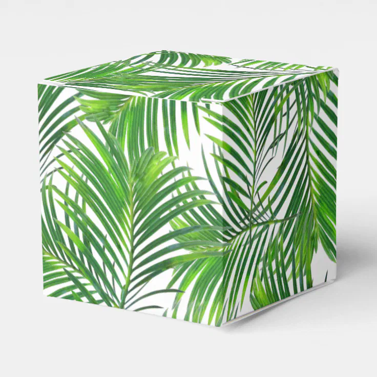 Tropical palm tree leaves greenery favor box | Zazzle