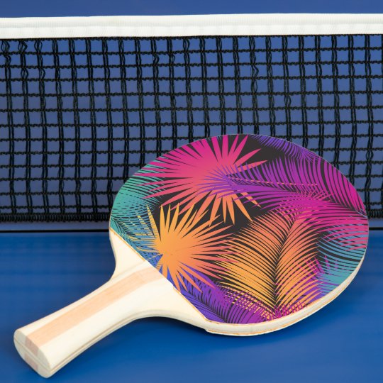 Tropical Palm Tree Leaves Jungle Rainbow Ping Pong Paddle | Zazzle.com