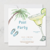Tropical Palm Tree Margarita Pool Party Invitation | Zazzle