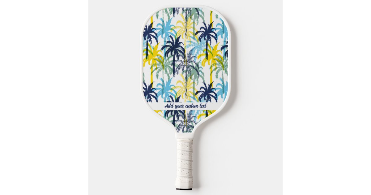 Tropical Palm Tree Pattern Custom Text Name Pickleball Paddle | Zazzle
