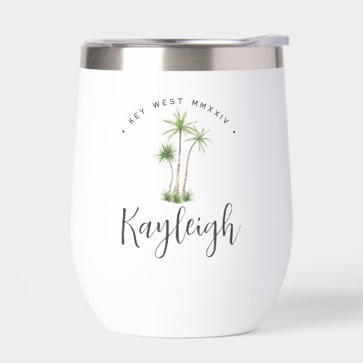 Tropical Palm Tree Personalized Bachelorette Party Thermal Wine Tumbler ...