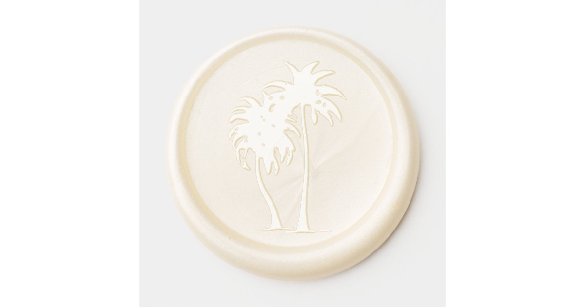 Tropical Palm Tree Rustic Coastal Wedding Wax Seal Sticker | Zazzle