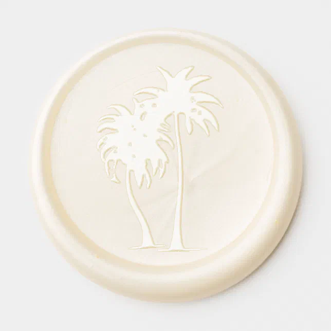 Tropical Palm Tree Rustic Coastal Wedding Wax Seal Sticker | Zazzle