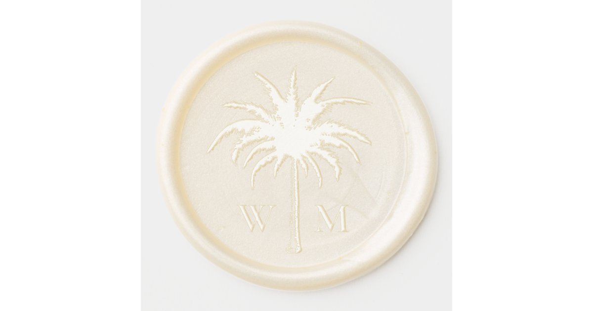 Tropical Palm Tree Silhouette Monogram Wax Seal Sticker | Zazzle