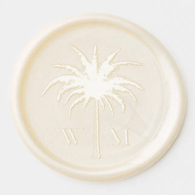 Tropical Palm Tree Silhouette Monogram Wax Seal Sticker | Zazzle