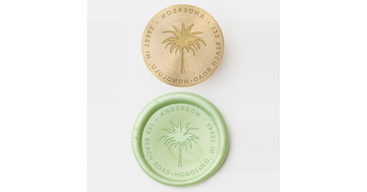 Tropical Palm Tree Silhouette Return Address Wax Seal Stamp | Zazzle