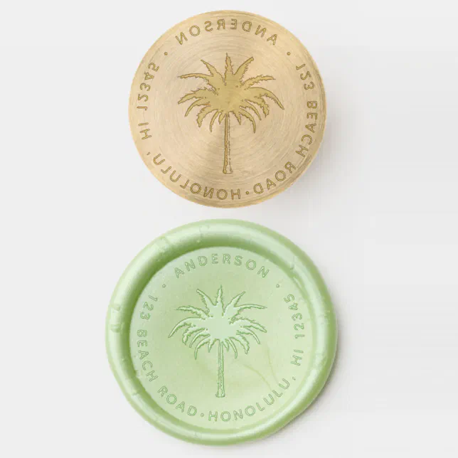 Tropical Palm Tree Silhouette Return Address Wax Seal Stamp | Zazzle
