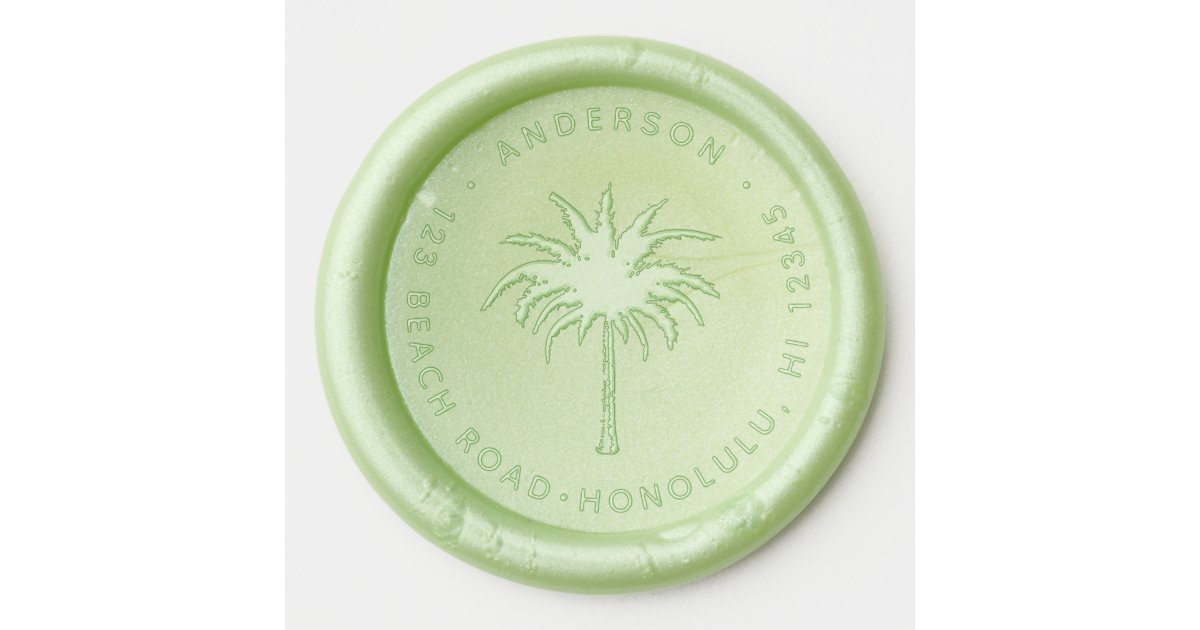Tropical Palm Tree Silhouette Return Address Wax Seal Sticker | Zazzle