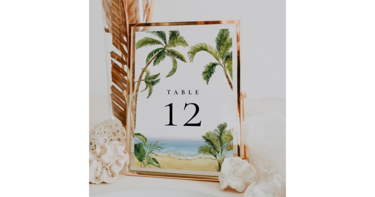Tropical Palm Tree Table Number | Zazzle