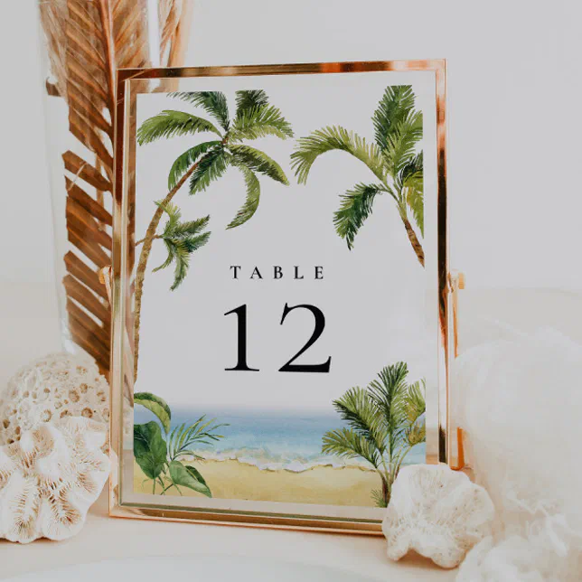 Tropical Palm Tree Table Number | Zazzle