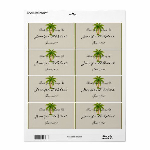 Tropical Palm Tree Water Bottle Label | Zazzle