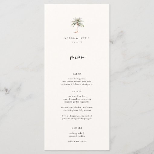 Tropical Palm Tree Wedding Menu and Thank You | Zazzle