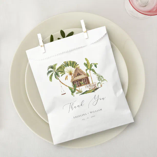 Tropical Palm Tree Wedding Welcome Favor Bag | Zazzle