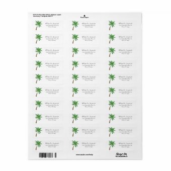 Tropical Palm Tree White Return Address Label | Zazzle