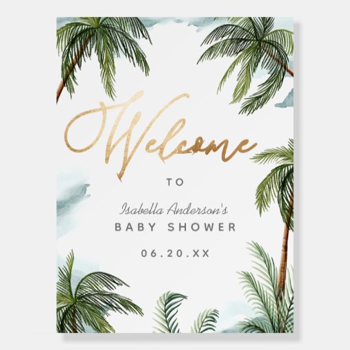 Tropical Palm Trees Aloha Baby Shower Welcome Sign | Zazzle