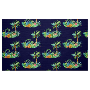 Summer Tropical Pink Orange Palm Trees Sunset Fabric | Zazzle