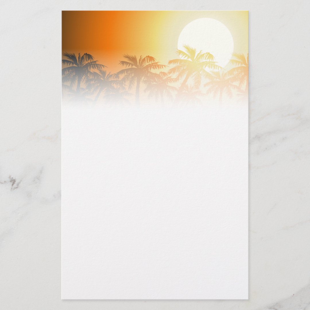 Tropical palm trees at sunset stationery | Zazzle