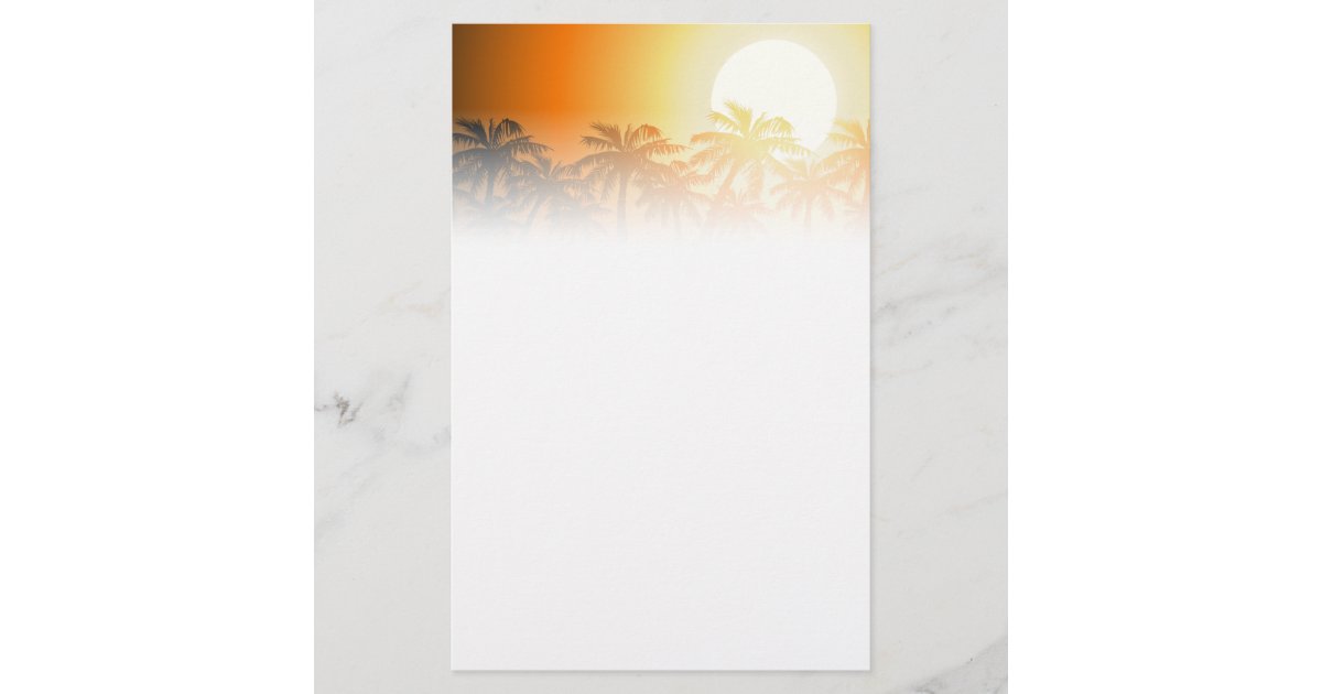 Tropical palm trees at sunset stationery | Zazzle