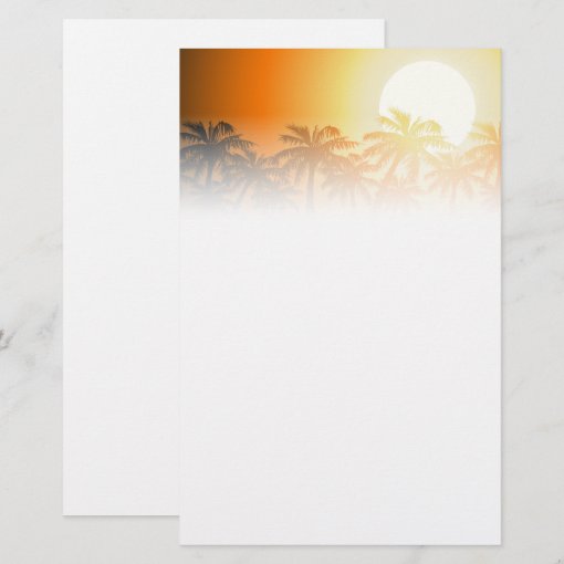 Tropical palm trees at sunset stationery | Zazzle