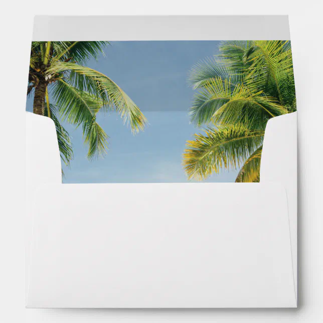 Tropical Palm Trees Beach 5x7 Wedding Invitation Envelope | Zazzle