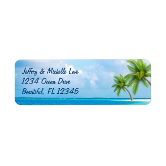 Tropical Palm Trees Beach Address Label | Zazzle