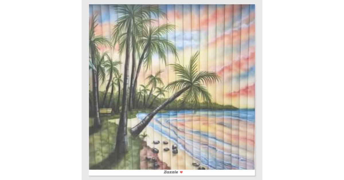 TROPICAL PALM TREES BEACH BLINDS STICKER | Zazzle