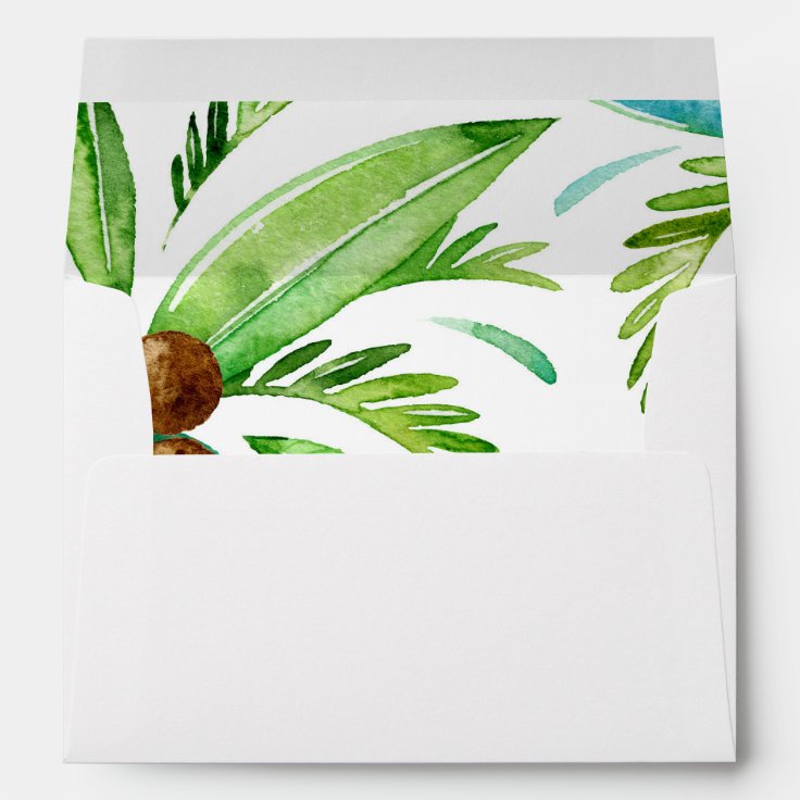 tropical palm trees beach party envelope | Zazzle