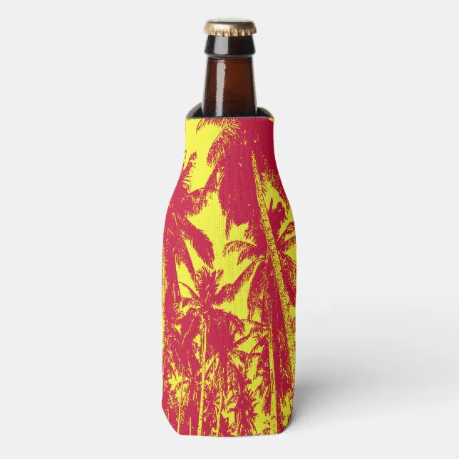 Tropical Palm Trees in a Posterized Design Bottle Cooler | Zazzle