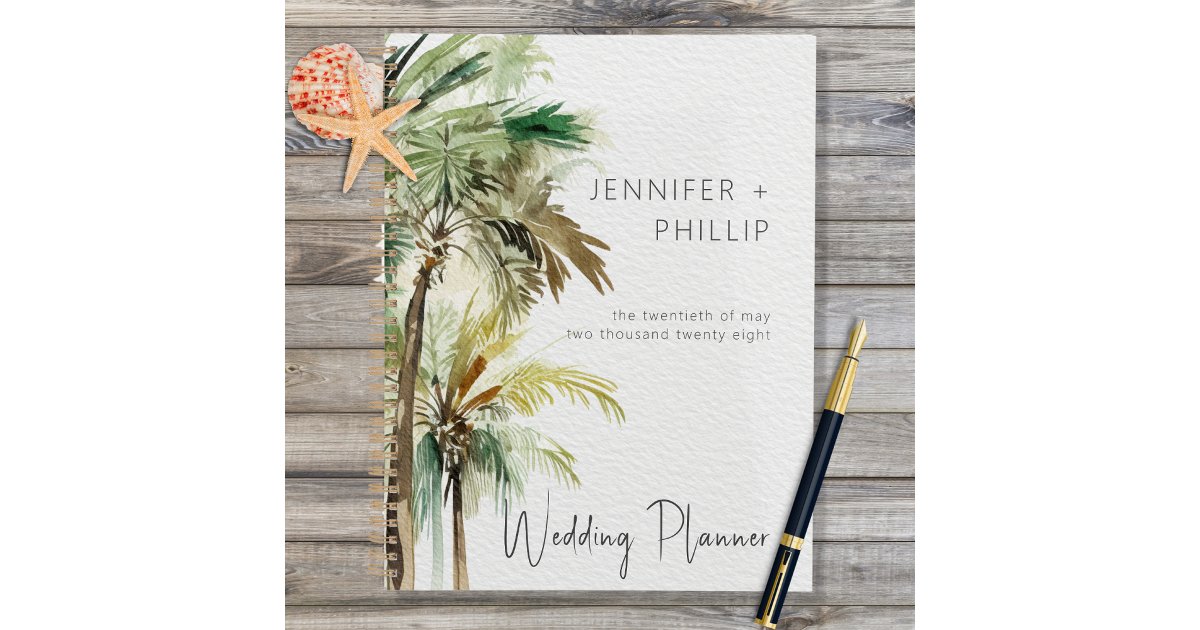 Tropical Palm Trees Modern Wedding Planner | Zazzle