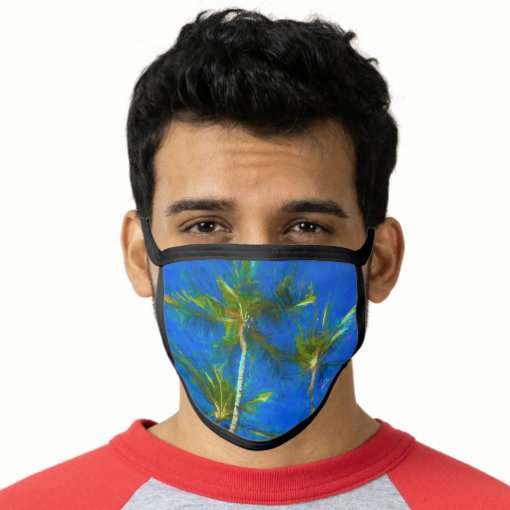 Tropical Palm Trees Oil Painting Effect Face Mask | Zazzle